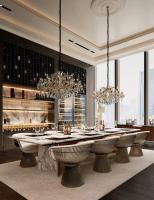 China Restaurant Villa White Marble Top Dining Table 8 10 Metal Chairs Set for sale