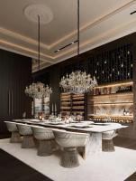 China Restaurant Villa White Marble Top Dining Table 8 10 Metal Chairs Set for sale