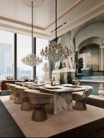 China Restaurant Villa White Marble Top Dining Table 8 10 Metal Chairs Set for sale