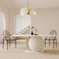 China Nordic Hotel Restaurant Furniture Minimalist Style Wood Creative Personality Oval Marble Dining Table for sale