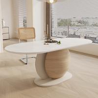China Nordic Hotel Restaurant Furniture Minimalist Style Wood Creative Personality Oval Marble Dining Table for sale