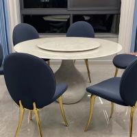China Sturdy Hotel Restaurant Furniture Round Shape Natural Marble Dining Table for sale