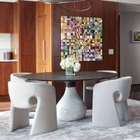 China Sturdy Hotel Restaurant Furniture Round Shape Natural Marble Dining Table for sale