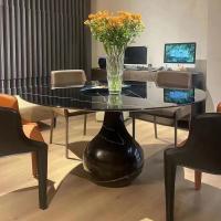 China Sturdy Hotel Restaurant Furniture Round Shape Natural Marble Dining Table for sale