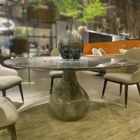 China Sturdy Hotel Restaurant Furniture Round Shape Natural Marble Dining Table for sale