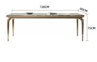 China Italian Hotel Restaurant Furniture Rectangular Natural Marble Stainless Steel Metal Dining Table for sale