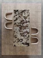 China Italian Hotel Restaurant Furniture Rectangular Natural Marble Stainless Steel Metal Dining Table for sale