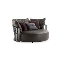 China Detachable Custom Sofa Bed Italy Round Large Grey Black Cowhide Sofa Bed Furniture for sale