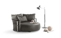 China Detachable Custom Sofa Bed Italy Round Large Grey Black Cowhide Sofa Bed Furniture for sale