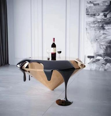 China Multi Colour Fiberglass Coffee Table Unique Italian Design Diamond Lava Shape for sale