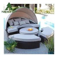 China Durable Outdoor Wicker Furniture Sunbed Unique Round Sofa With Canopy for sale