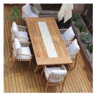 China Durable Simple Patio Furniture Garden Table And Chairs Teak Outdoor Dining Set for sale