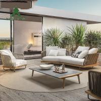 China Woven Outdoor Tuft Rope Sofa Thick Cushion Villa Patio Backyard Garden Furniture for sale