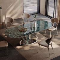 China Fashionable Hotel Restaurant Furniture Marble Butterfly Shape Metal Base Dining Table for sale