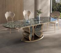 China Fashionable Hotel Restaurant Furniture Marble Butterfly Shape Metal Base Dining Table for sale