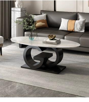 China Minimalist Italian Creative Oval Marble Top Coffee Table Customized Size for sale