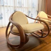 China Black Walnut Recliner Armchair Balcony Lazy Chair Leisure Solid Wood Chair for sale
