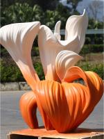 China Bespoke Large Floor Standing Flower Fiberglass Sculpture Marble Base For Hotel Lobby for sale