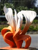 China Bespoke Large Floor Standing Flower Fiberglass Sculpture Marble Base For Hotel Lobby for sale