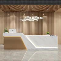 China Commercial Hotel Lobby Furniture Upscale Hotel Reception 5 Models Open Front Desk for sale