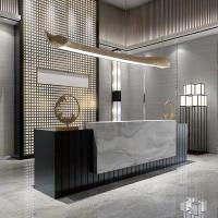 China Commercial Hotel Lobby Furniture Upscale Hotel Reception 5 Models Open Front Desk for sale