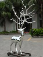 China Hotel Decor Deer Stainless Steel Mirror Sculpture Garden Scenic Courtyard Park for sale
