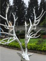 China Hotel Decor Deer Stainless Steel Mirror Sculpture Garden Scenic Courtyard Park for sale