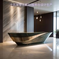 China Luxury Hotel Reception Front Desk With Marbling And Metal Custom for sale