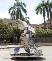 China Silver color Hotel Lobby Sculpture Geometric Water Waves Three Dimensional Rubik'S Cube Sculpture for sale