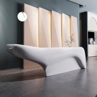 China White Lacquered Fiberglass Reception Desk For Hotel Lobby Beauty Salon for sale