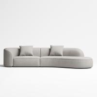 China Rice White Hotel Lobby Curved Sofa Modern Interior Teddy Fabric Couch for sale