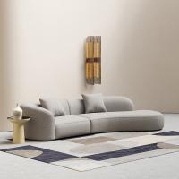 China Rice White Hotel Lobby Curved Sofa Modern Interior Teddy Fabric Couch for sale