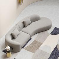 China Rice White Hotel Lobby Curved Sofa Modern Interior Teddy Fabric Couch for sale