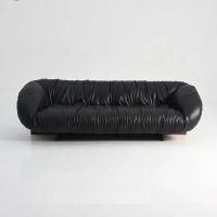 China High End Five Star Hotel Presidential Suite Reception Pleated Leather Sofa for sale