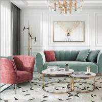 China Modern Interior Green Velvet Sofa For Star Hotel Room Reception for sale