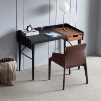 China Saddle Leather Minimalist Design Modern Writing Desk Hotel Bedroom Study Table for sale