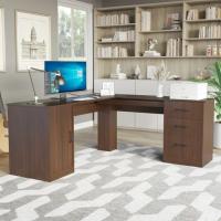 China Multi Size L Shape Solid Wood Desk For Building Hotel Office for sale