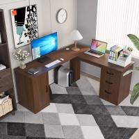 China Multi Size L Shape Solid Wood Desk For Building Hotel Office for sale