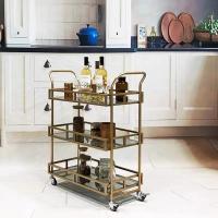 China Nordic Gold Dining Car Hotel Restaurant Mobile Trolley Bar Club Fruit Beverage Cart for sale