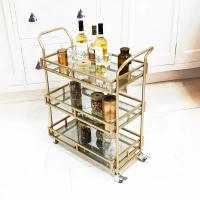 China Nordic Gold Dining Car Hotel Restaurant Mobile Trolley Bar Club Fruit Beverage Cart for sale