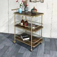 China Nordic Gold Dining Car Hotel Restaurant Mobile Trolley Bar Club Fruit Beverage Cart for sale