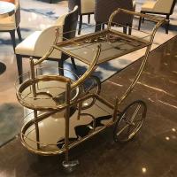 China Commercial Bar Trolley Hotel Restaurant Furniture Metal Venue Mobile Delivery Trolley for sale
