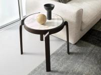 China Premium Interior Coffee Side Table With Marble Top Curved Walnut Frame Legs for sale
