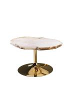 China SUS 304 Irregular Shaped Snowstone Coffee Table Set High End Metal Mirror Base for sale