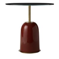 China Fiberglass Painted Base Hotel Coffee Table Round Metal Corner Couch Side Table for sale