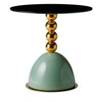 China Fiberglass Painted Base Hotel Coffee Table Round Metal Corner Couch Side Table for sale