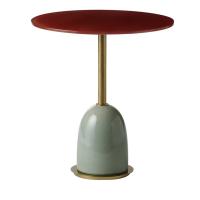 China Fiberglass Painted Base Hotel Coffee Table Round Metal Corner Couch Side Table for sale