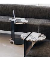 China Antioxidant Hotel Coffee Table Iron With Wooden Top Side Table Rock Plate C Type Couch Side Table for sale