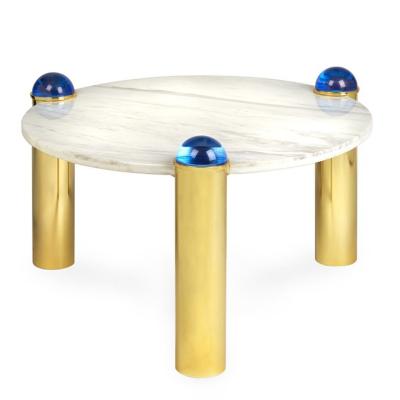 China Art Postmodern Marble Top Round Coffee Table Hotel Stainless Steel Tea Table for sale