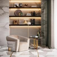 China Bright Gold Creative Lounge Side Table Metal Round Coffee Table For Hotel Office for sale